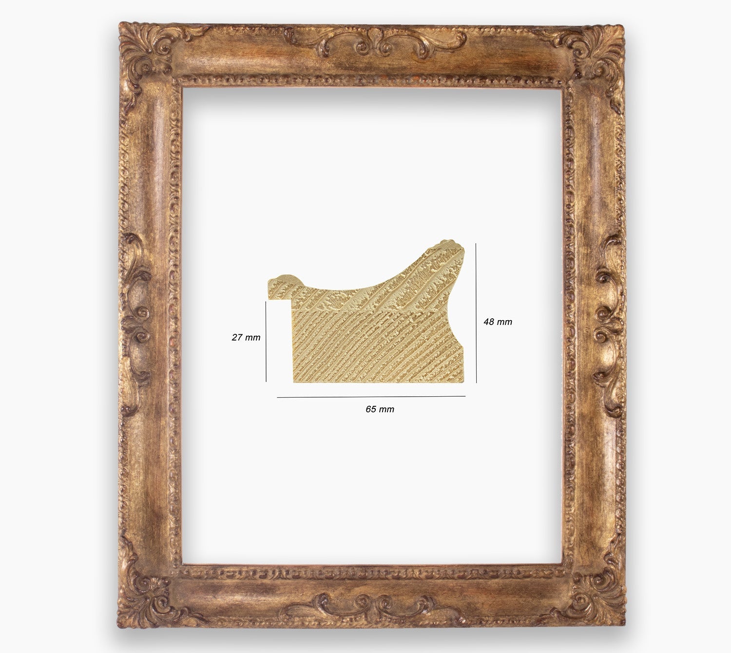 COR.620.230 cadre en bois à la feuille d'or antique – AC Lombarda cornici